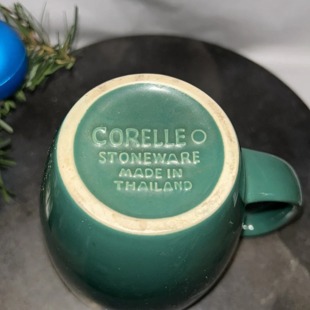 Corelle | Kitchen | Corelle Forest Hunter Green Stoneware Coffee Cups ...